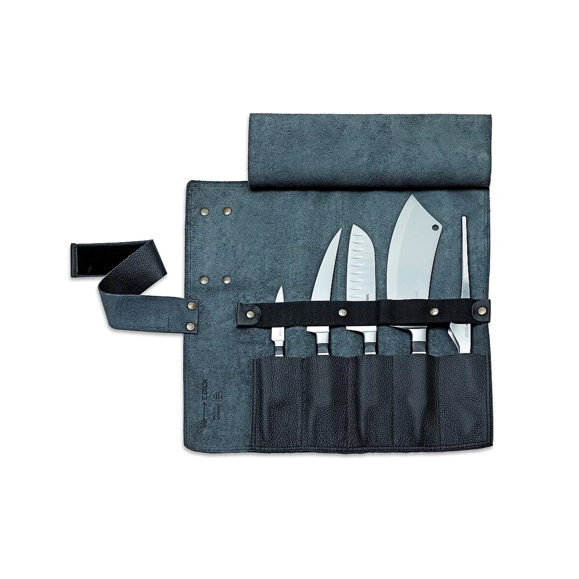 Set premium de cutite si ustensile, 5 piese, geanta piele Nappa, F. DI ...